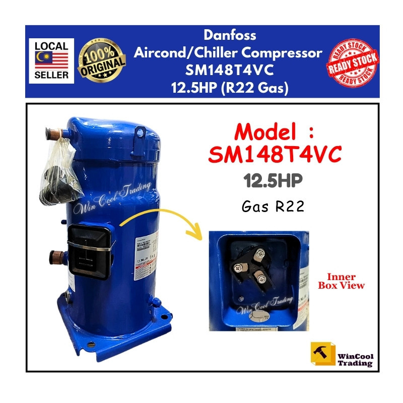 DANFOSS AirCond/Chiller Compressor 12.5HP (R22 Gas) Model : SM148T4VC ...