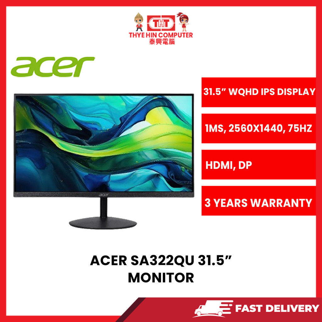 ACER SA322QU 31.5H IPS ABMIIPX LED 300NITS HDMI MONITOR | Shopee Malaysia