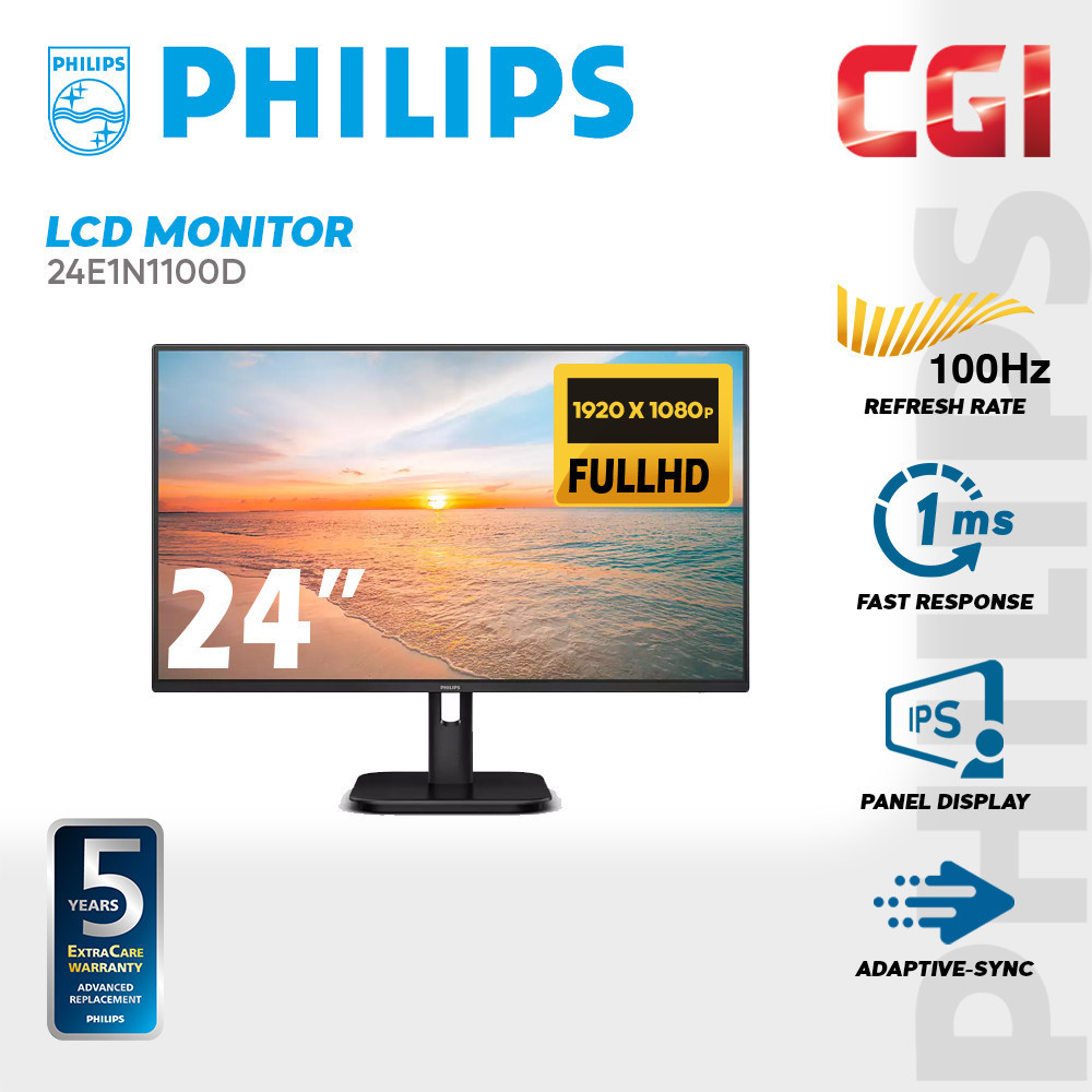 Philips 24" 24E1N1100D IPS FHD Adaptive Sync 100Hz 4ms Monitor | Shopee ...