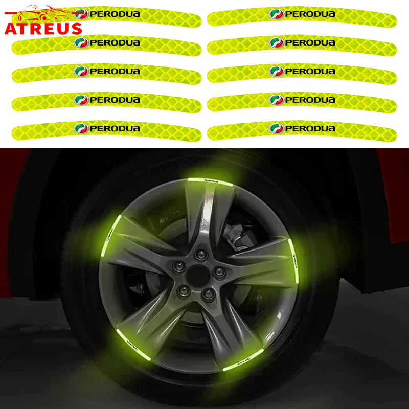 20Pcs Perodua Reflective Car Wheel Hub Stripe Sticker Night Safety ...