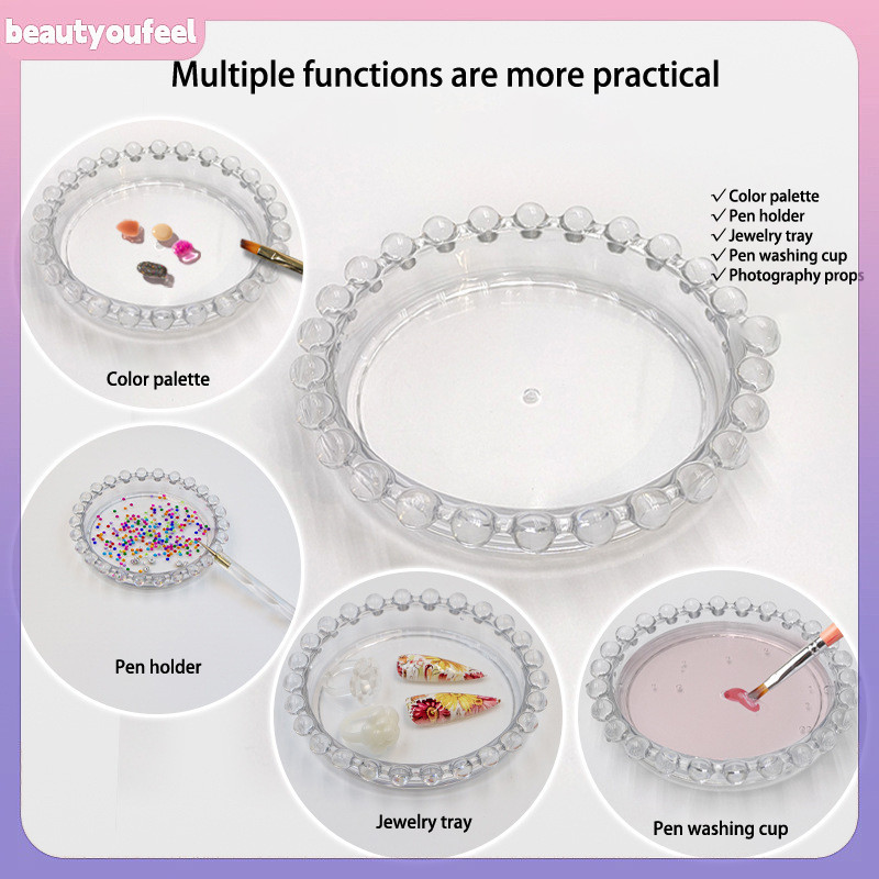 Beautyoufeel Round Plastic Nail Art Palette False Nail Tips Mixing ...