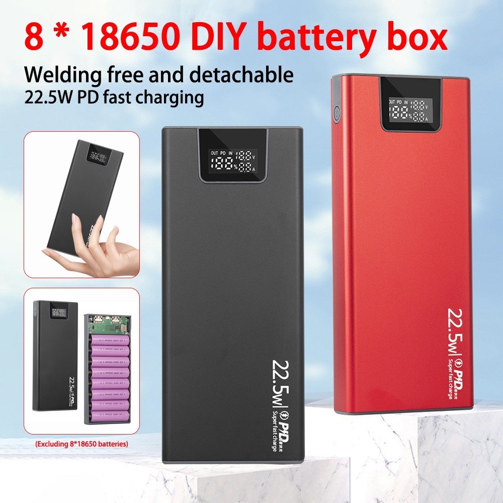DIY 8x18650 Battery Case Quick Charge Outer Metal shells Power Bank ...