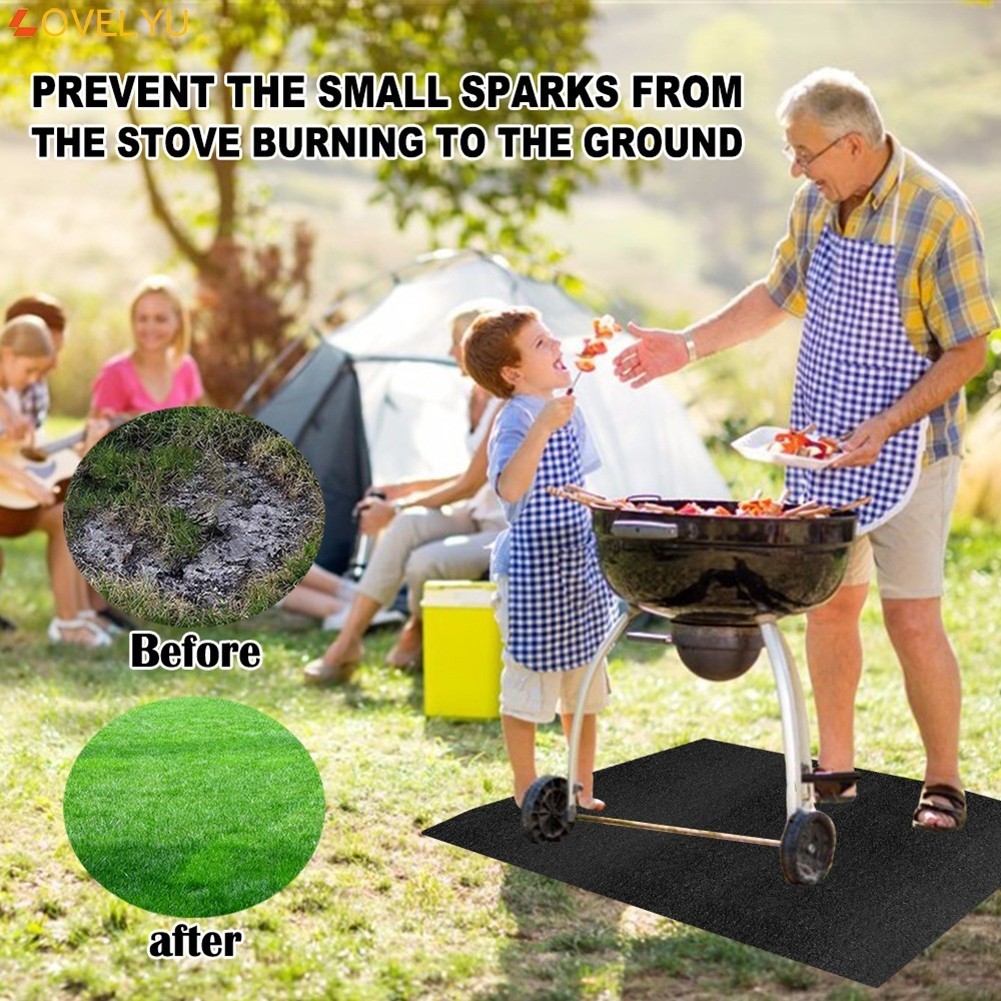 LOVELYU| Fireproof Fire Mat Floor Lawn Protection BBQ Grill Pad Rug ...