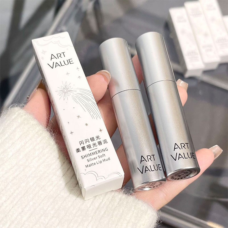 Artvalue Sparkling Silver Glossy Soft Matte Matte Lip Mud Velvet Matte ...