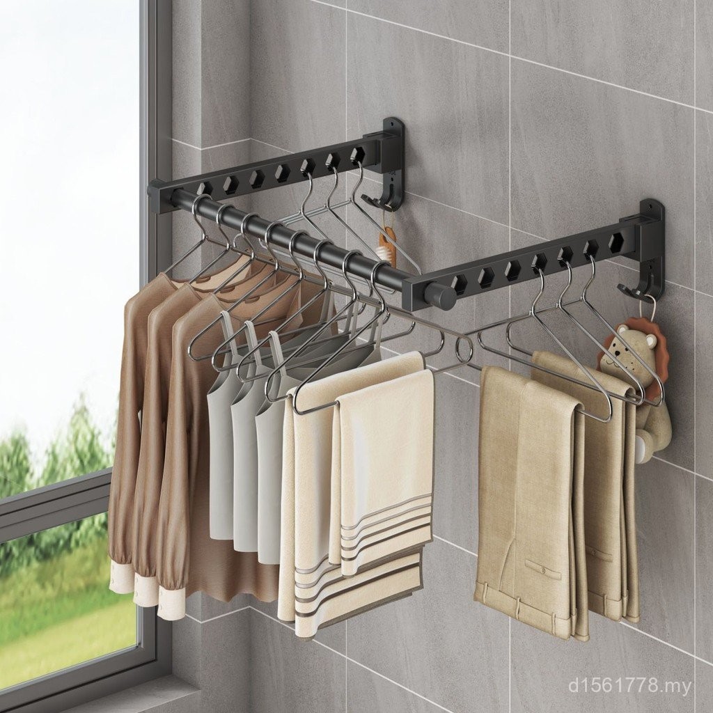 Toilet Perforation-Free Drying Rack Balcony Bathroom Drying ...
