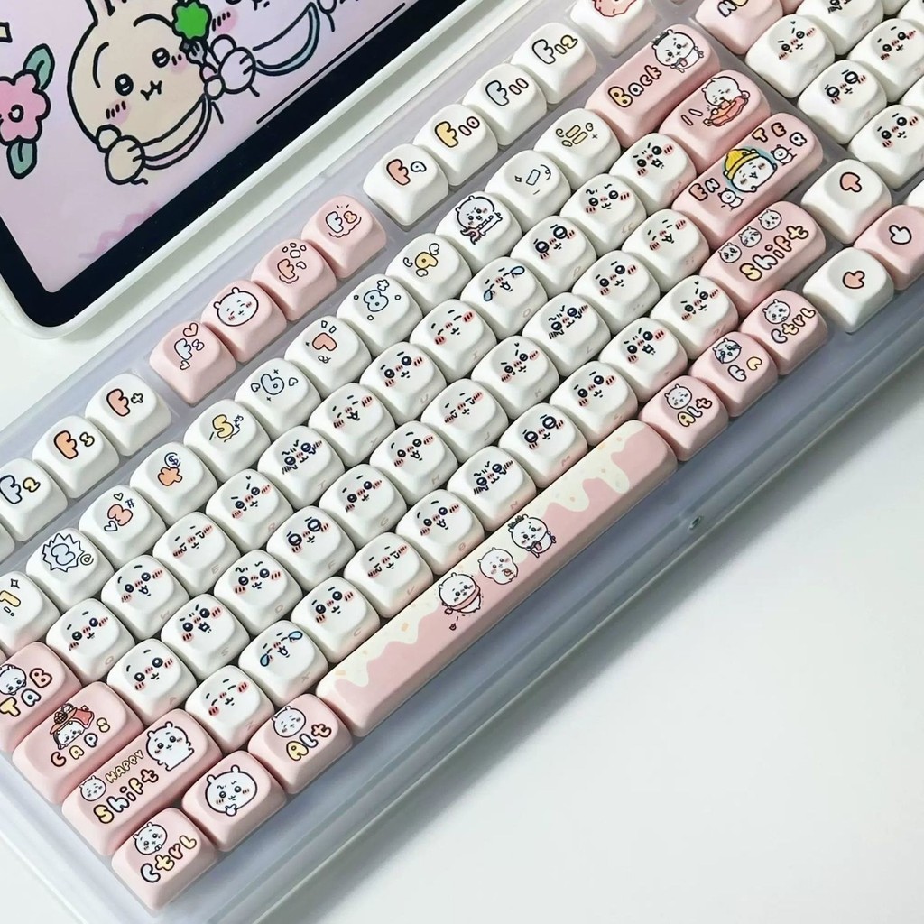 Chikawa Cute Keycap 130 Keys MOA Profile PBT Material Thermal ...