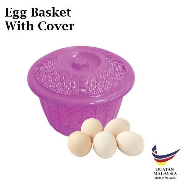 [ Local Ready Stocks ] Plastic Egg Basket With Cover Bakul Telur ...