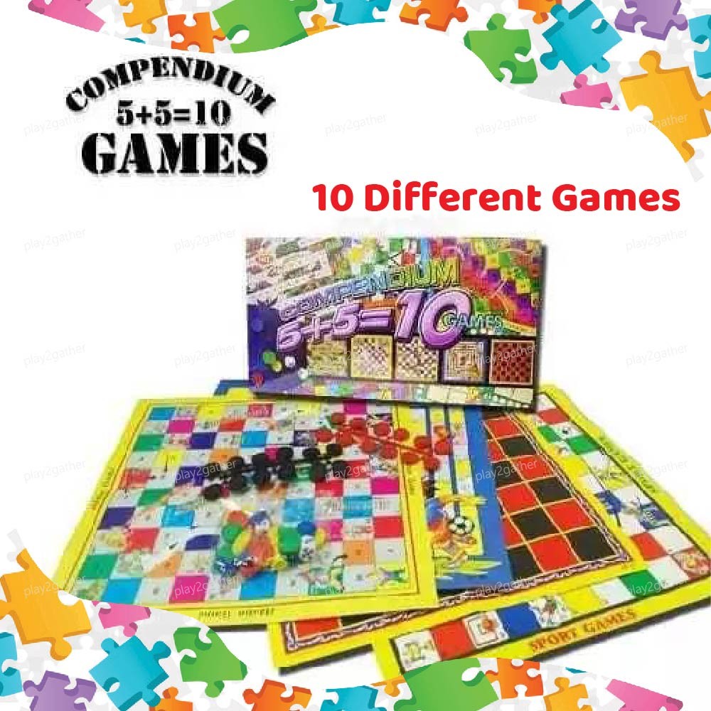 10In1 Compendium Board Indoor Games Draughts Aeroplane Jungle Game ...