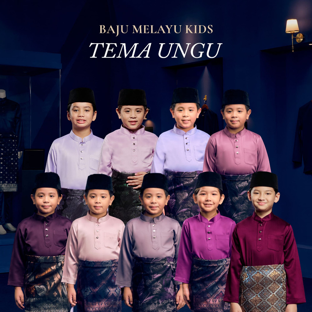 Tema Ungu - Baju Melayu Kids Bulan Bintang HQ 2025 (NEW) | Shopee Malaysia
