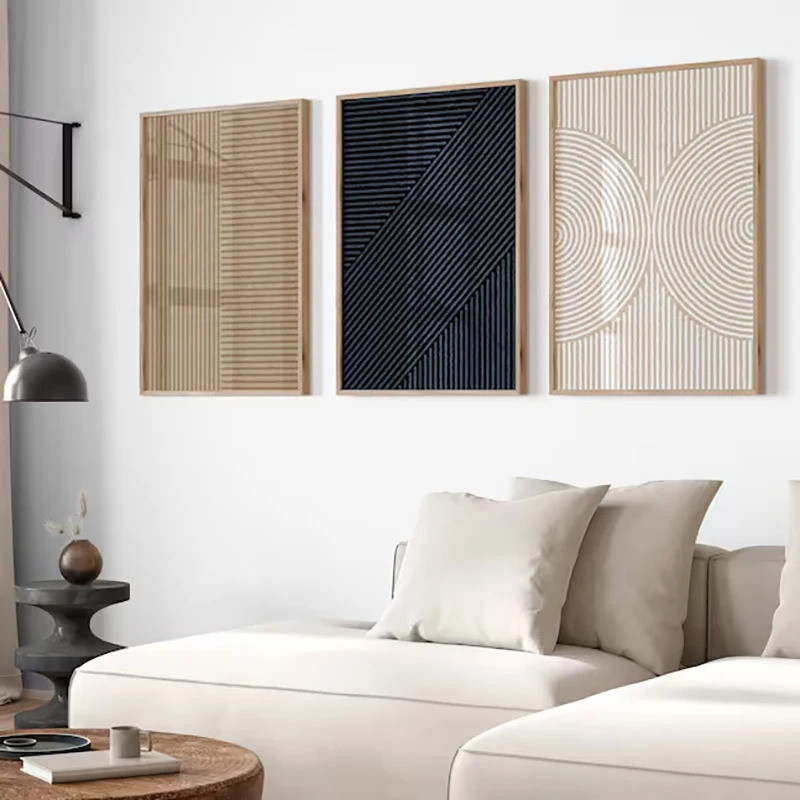 Modern Neutral Abstract Poster Wall Art Set of 3 Simple Line Print ...