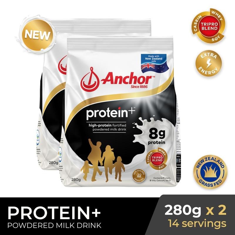 Anchor Protein Plus Milk Powder Plain 280g x2 | Shopee Malaysia