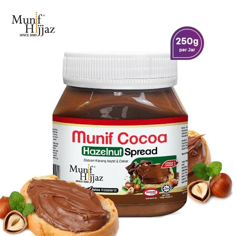 MUNIF HIJJAZ- MUNIF COCOA HAZELNUT SPREAD 250gm -SAPUAN COKLAT BERSUSU ...