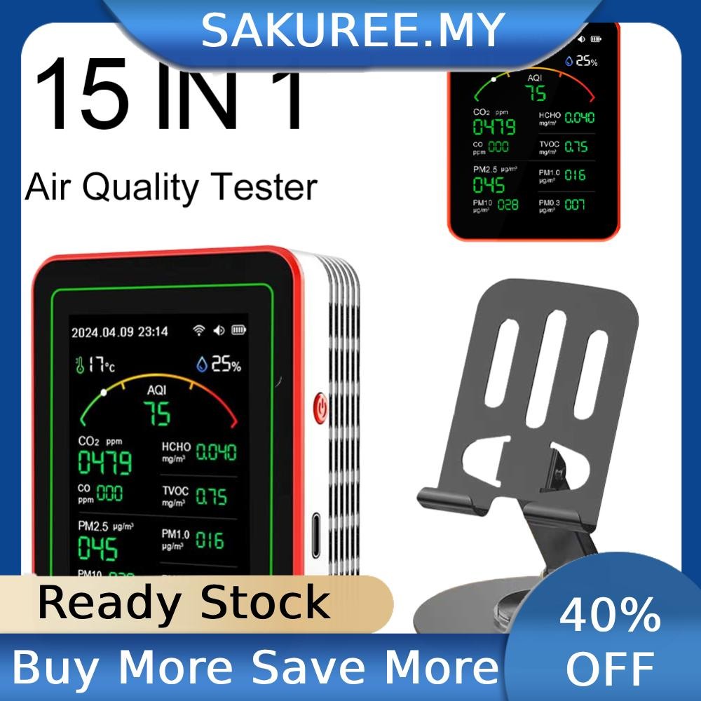 15-in-1 Air Quality Monitor for Home/Office/School - Real-Time PM2.5 ...