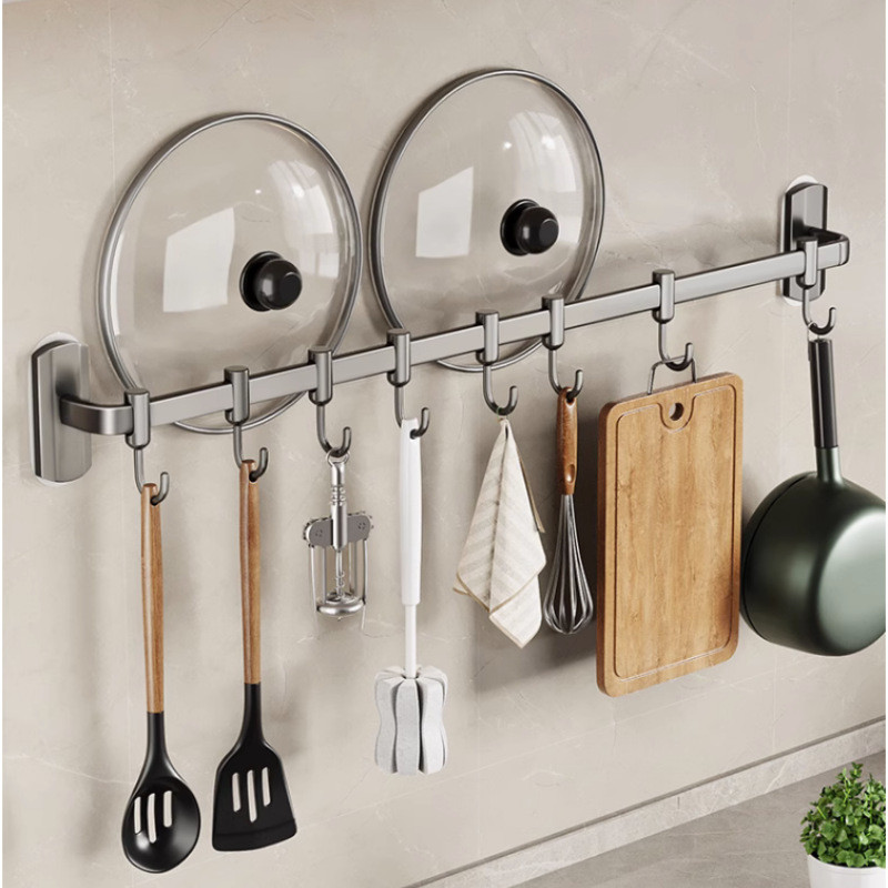 Wall-mounted Row Hook Hook Kitchen Storage Rack Kitchen Space Aluminum ...