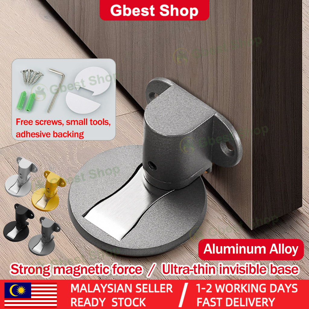Aluminum Alloy Magnetic Door Stopper Suction Invisible Adjustable Punch ...