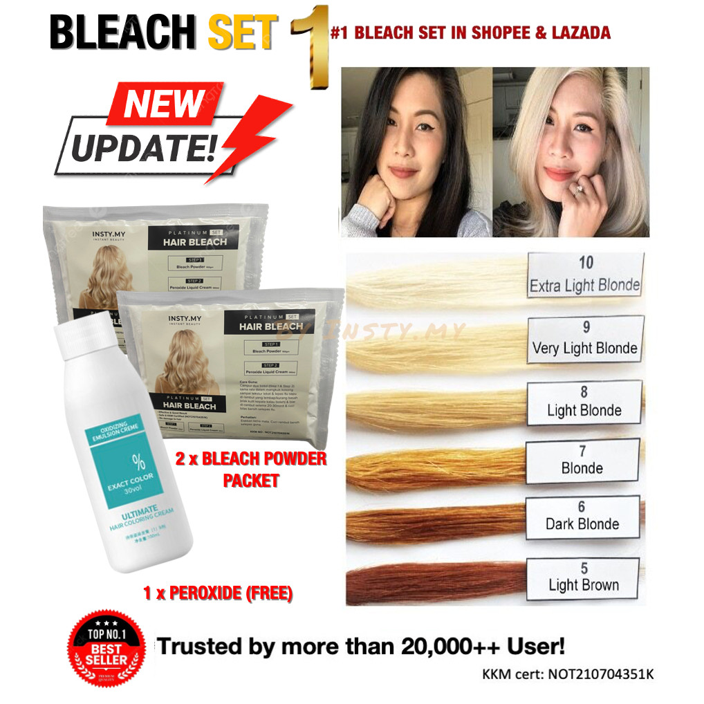 (FULL SET)BLEACH & 100ML PEROXIDE-KERATIN Set (Formula Baru 2 Packet ...