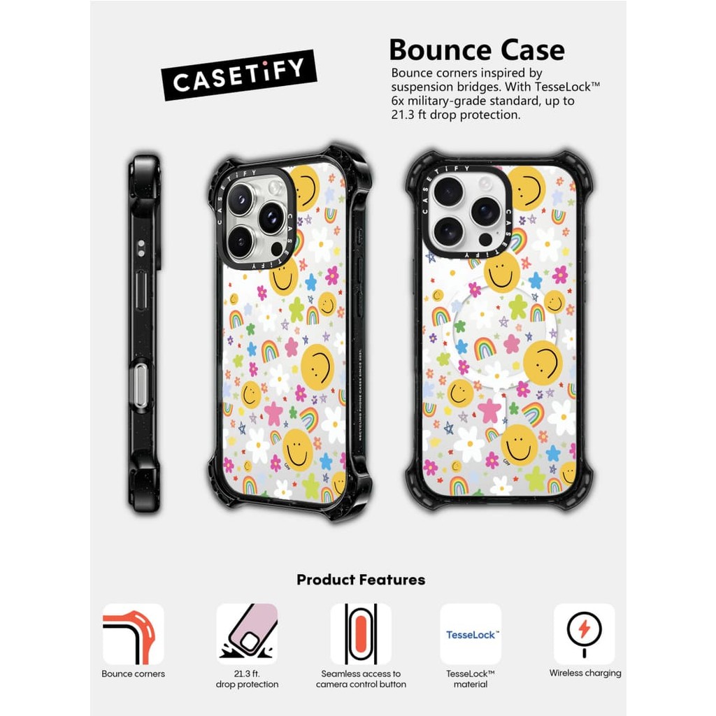 CASECASE X Rainbow smiley face Case Magnetic suction Hard Acrylic Back ...