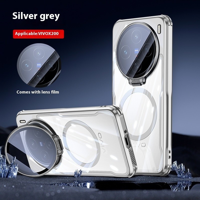 Luxury Plating Magnetic Invisible Lens Bracket Clear Case For VIVO X200 Ultra X200 Pro X200S ...