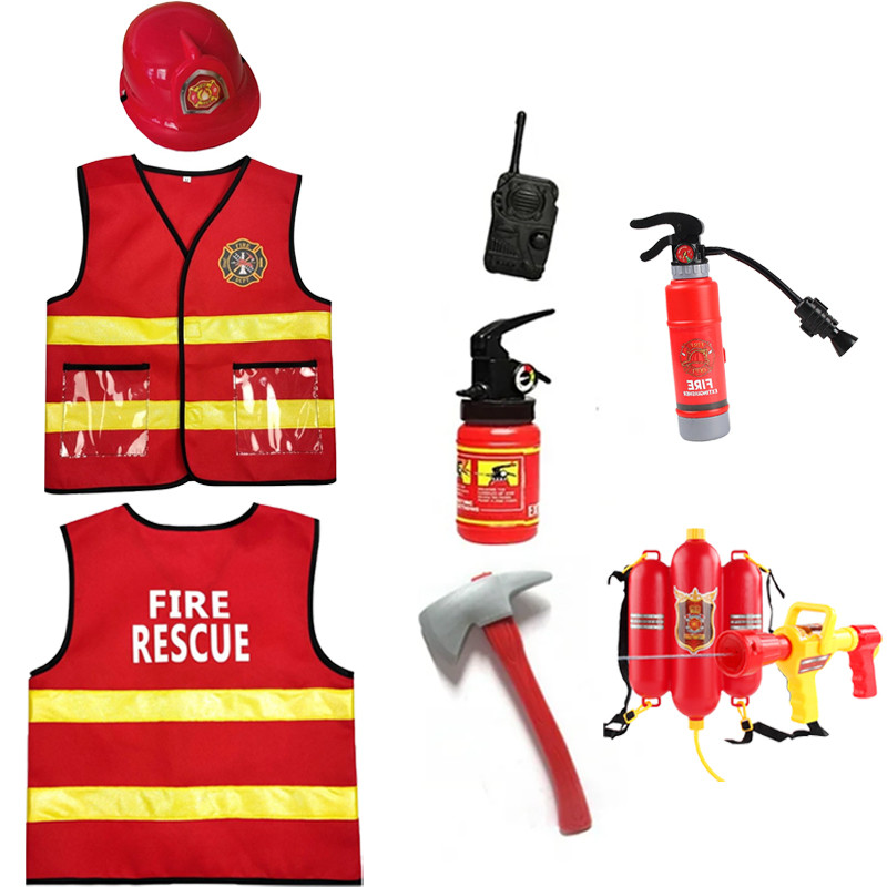 3-8Y Firefighter Costume for Kids Boy Cosplay Little Fireman Firemen ...