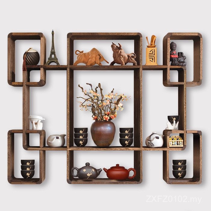 Duobaoge Chinese Style Lei Black Tea Set Rack Wall Hang Wall Bogu Rack ...