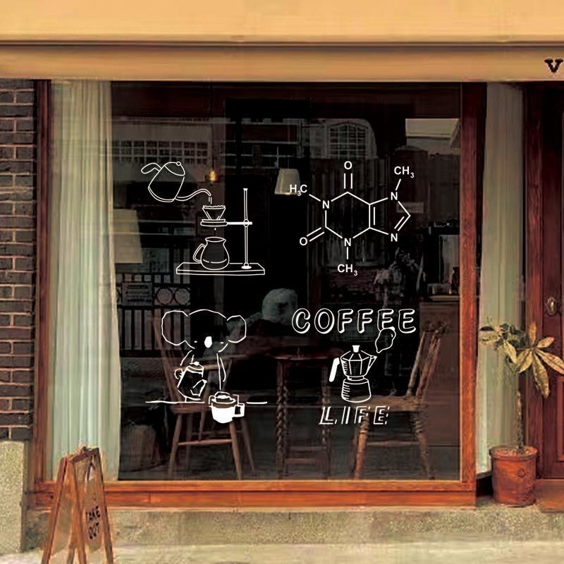 Coffee Life Coffee Shop Window Glass Store Front Bar Background ...