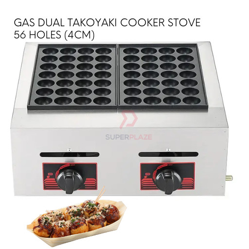 56 Holes Gas Dual Takoyaki Cooker Stove Double Head Takoyaki Maker ...