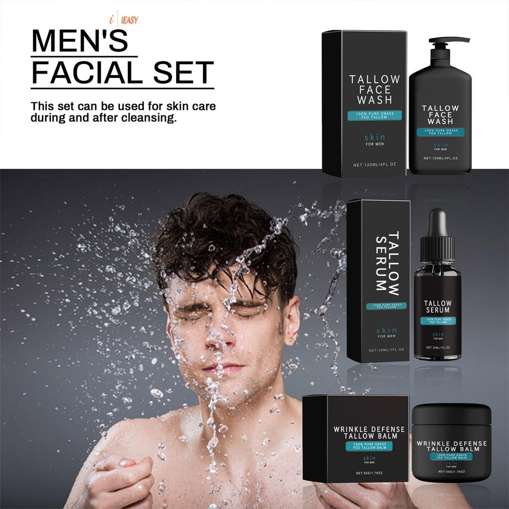 Men Skin Care Products Hydrating Brighten Serum Cream Face Cleanser ...