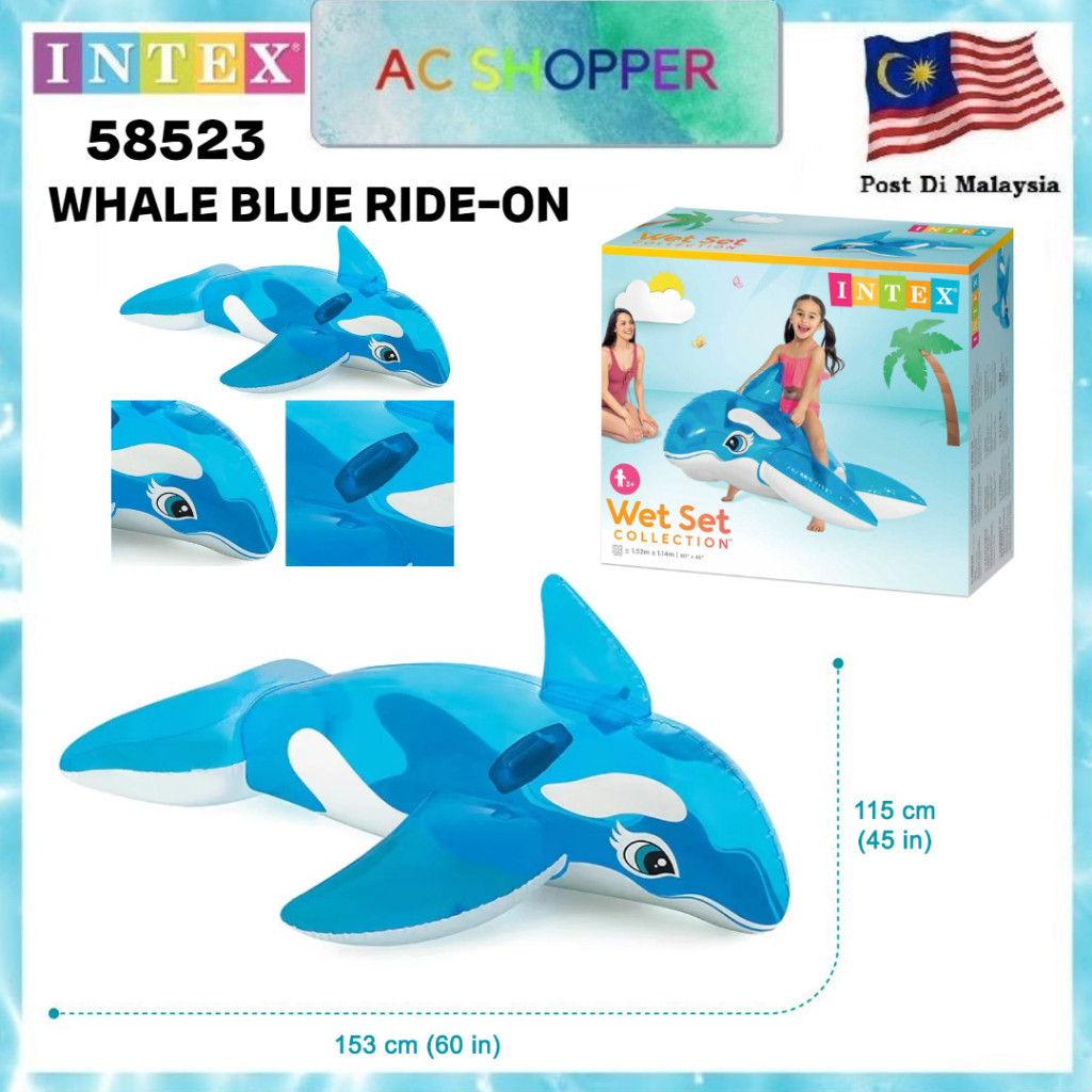 INTEX 58523 Lil Whale Ride On Kids Child Float Swimming pool | Shopee ...