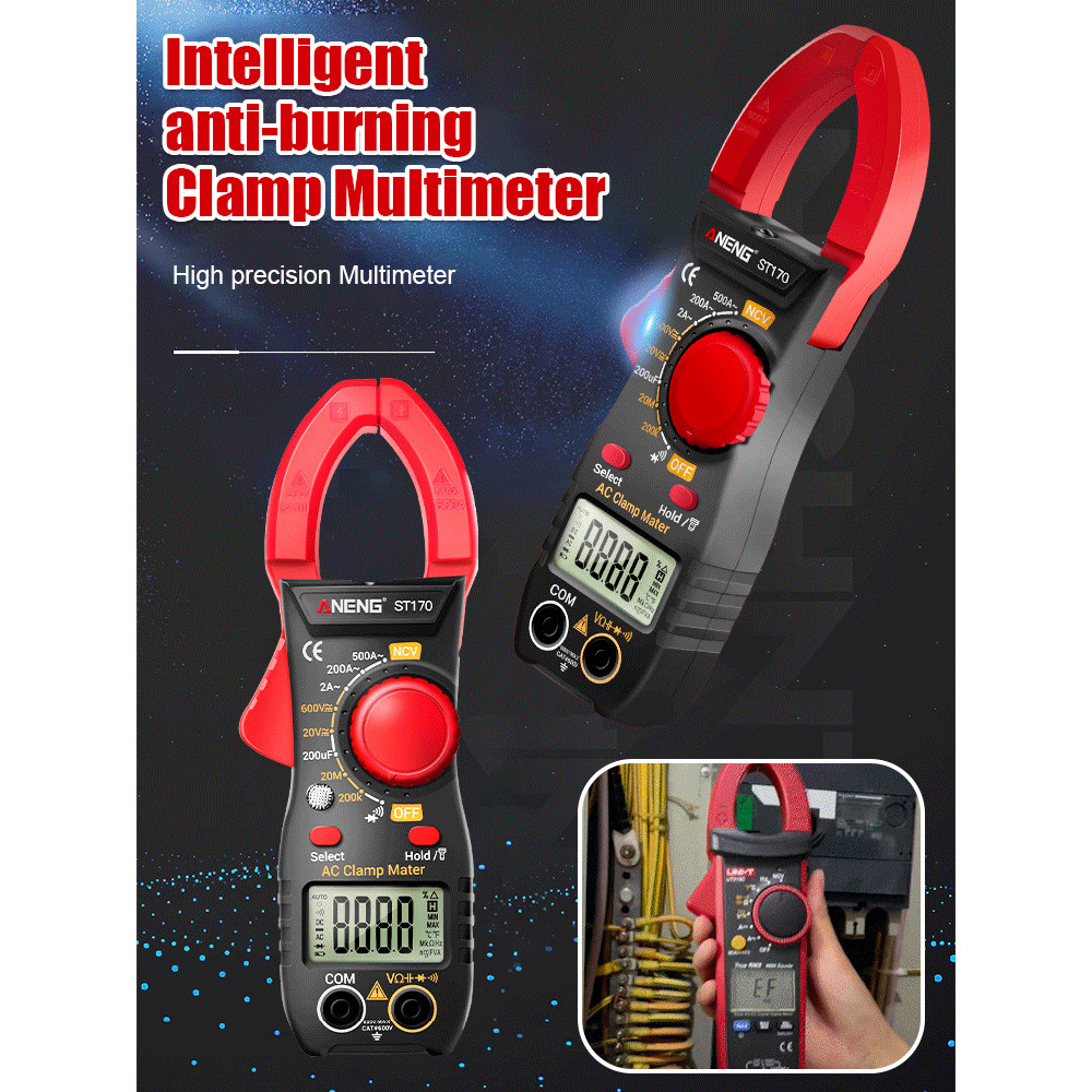 Multifunctional digital clamp multimeter / 500A AC and DC voltage clamp ...