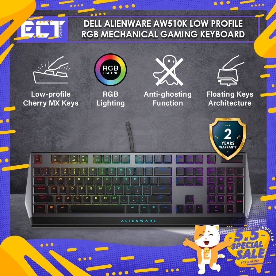 Dell Alienware AW510K Low Profile RGB Mechanical Gaming Keyboard (Grey ...