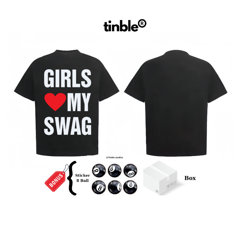 2024 Tinble 280GSM T-shirt - GIRLS LOVE MY SWAG T-shirt - Form OVERSIZE ...
