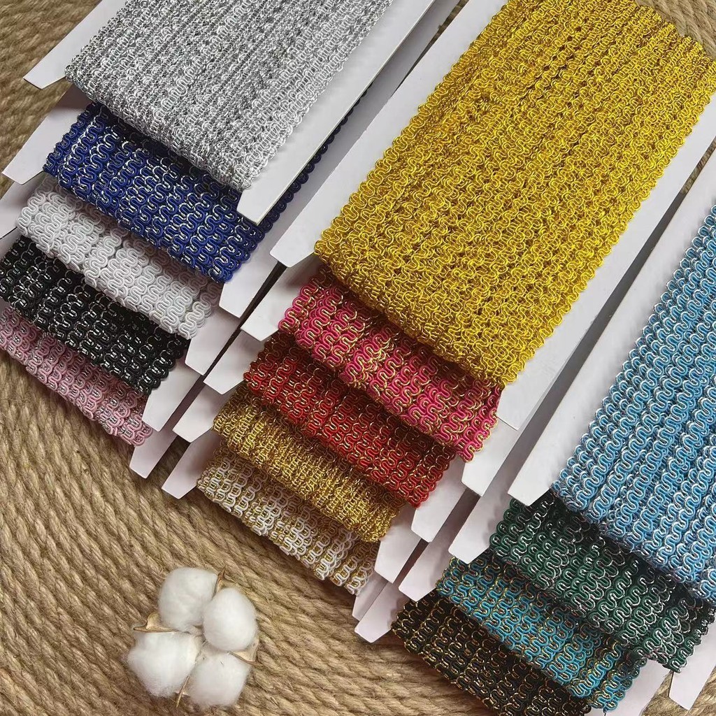 Two-color Core-spun Thread DIY Small Curved Women's Lace Webbing Gold ...