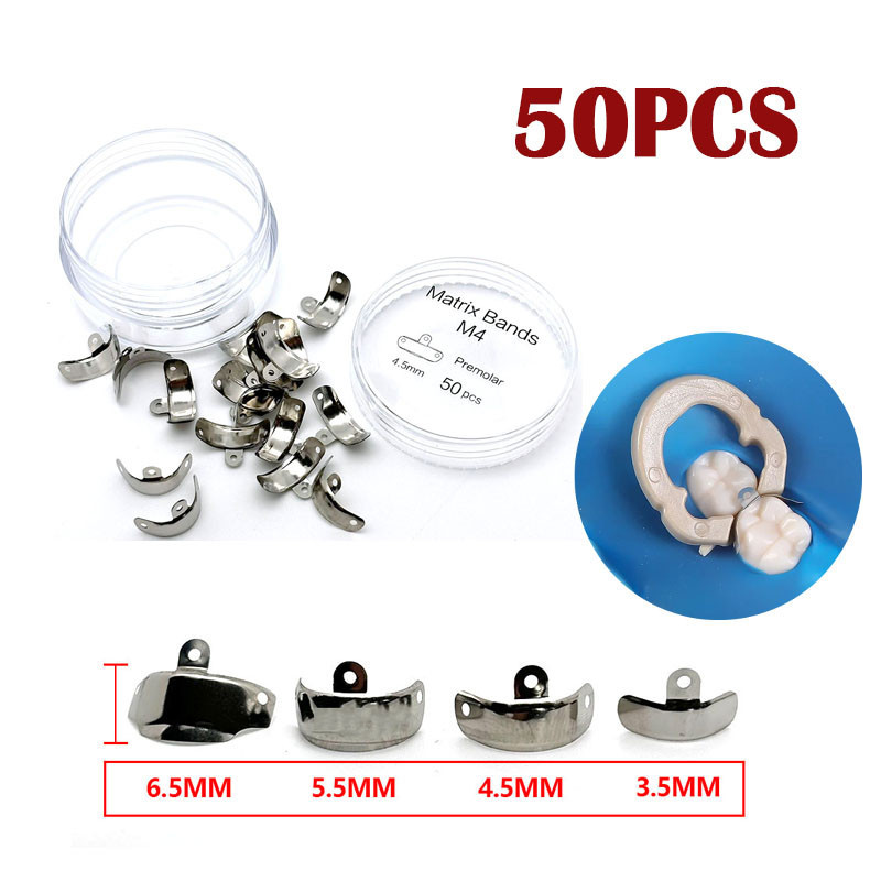 50Pcs/box Dental Matrix Bands Sectional Contoured Metal Matrices Oral ...