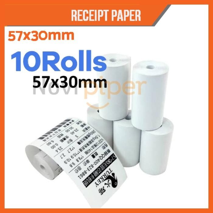 57 x 30 Thermal Receipt Paper For Pos Mini Printer 57mm (10 rolls ...