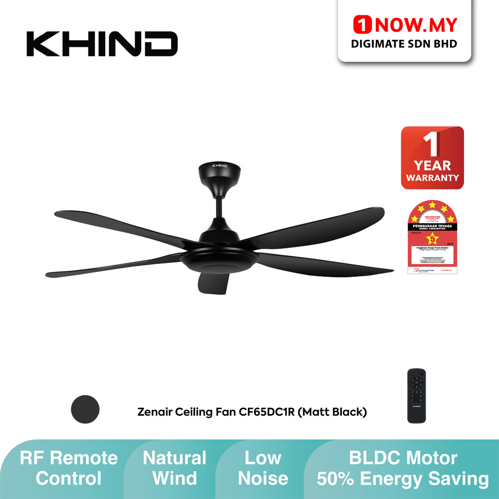 KHIND ZenAir 56" Ceiling Fan With Remote Control CF56DC1R | Matte Black ...