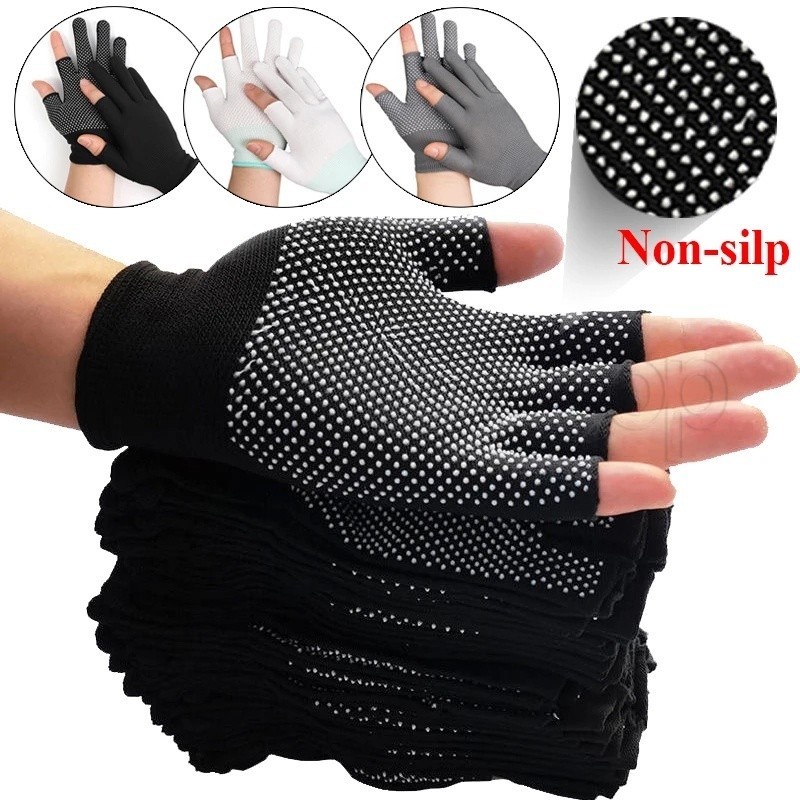 Unisex Nylon Dot Glue Non-slip Two Finger Gloves / Breathable Driving ...