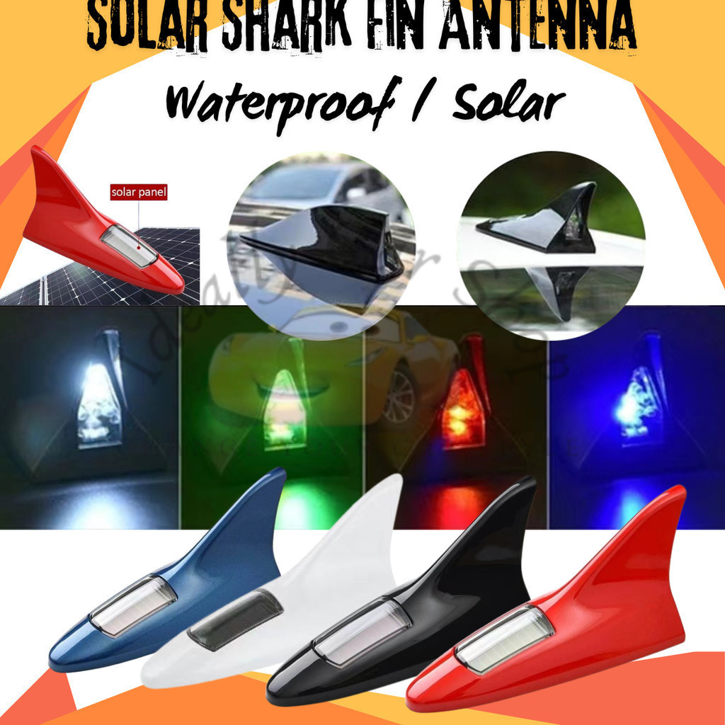 Decorative Automotive Solar Shark Fin Antenna Lights Anti-rear-end Roof ...