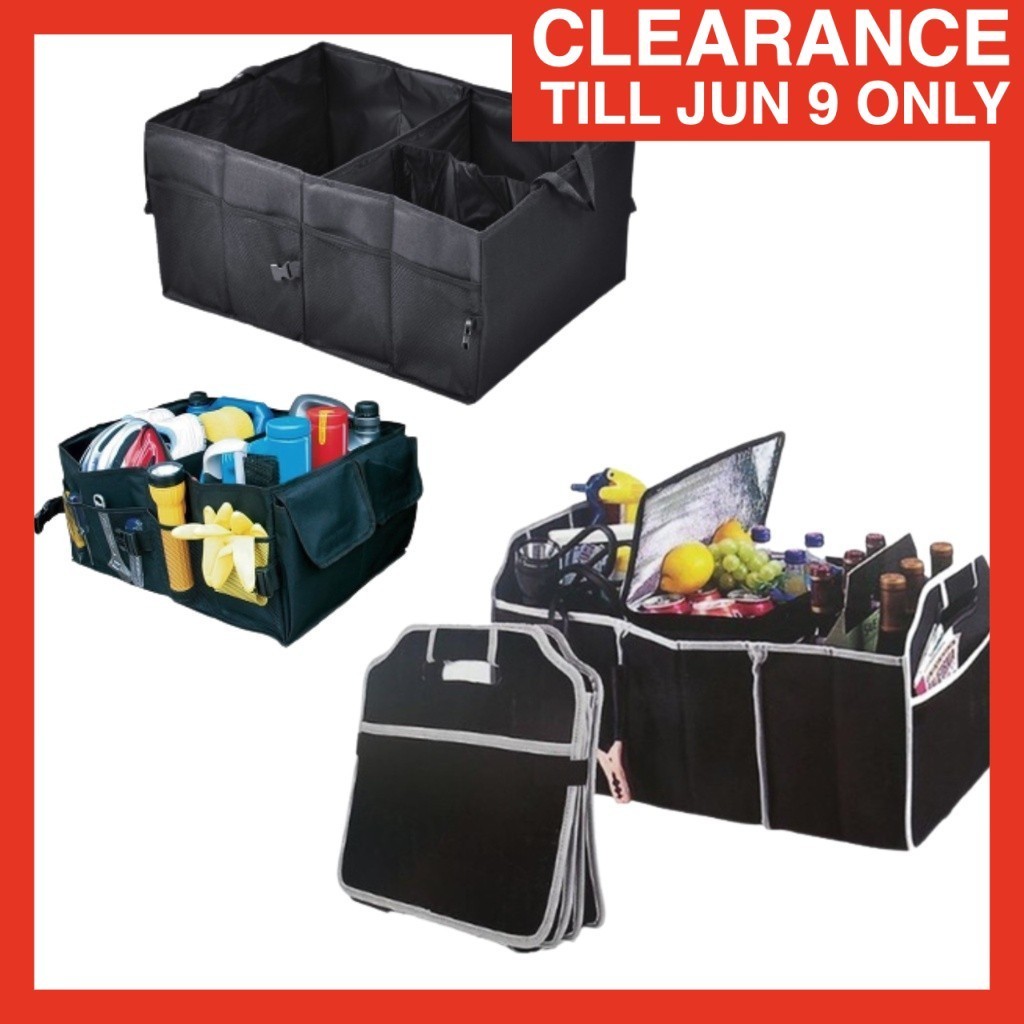 (LARGE SIZE) Premium Bamboo Fibre Car Folding Trunk Interior Organizer ...