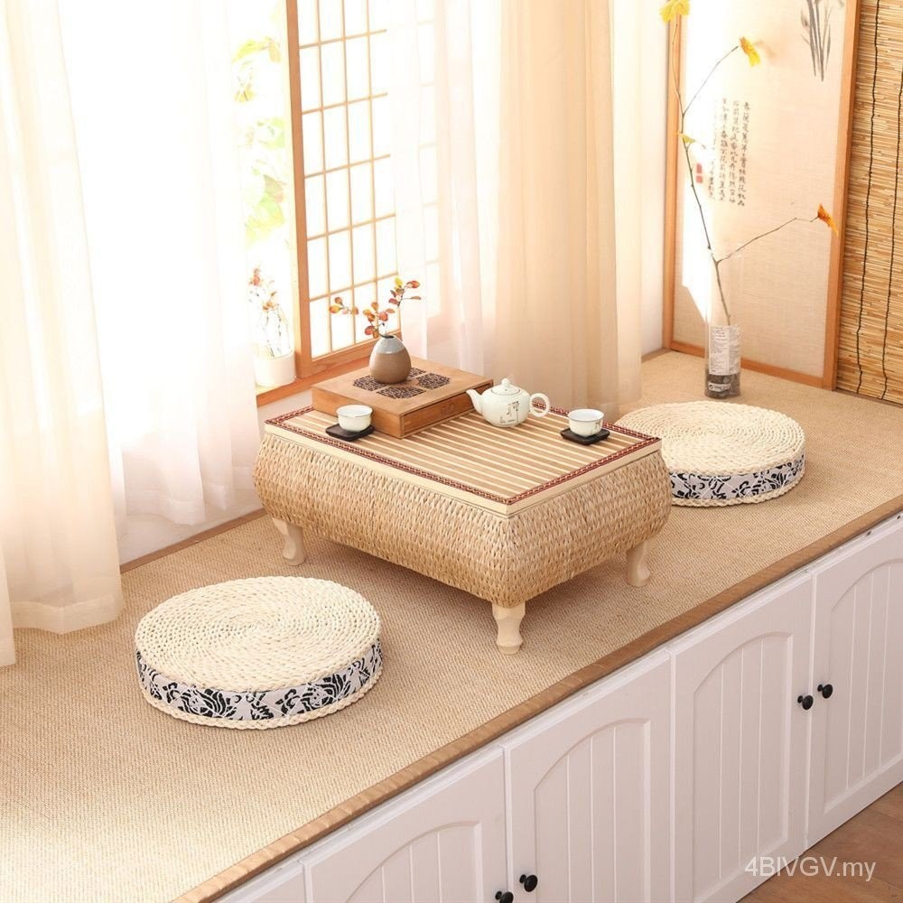 Rattan Japanese Style Solid Wood Storage Tatami Coffee Table Bay Window ...