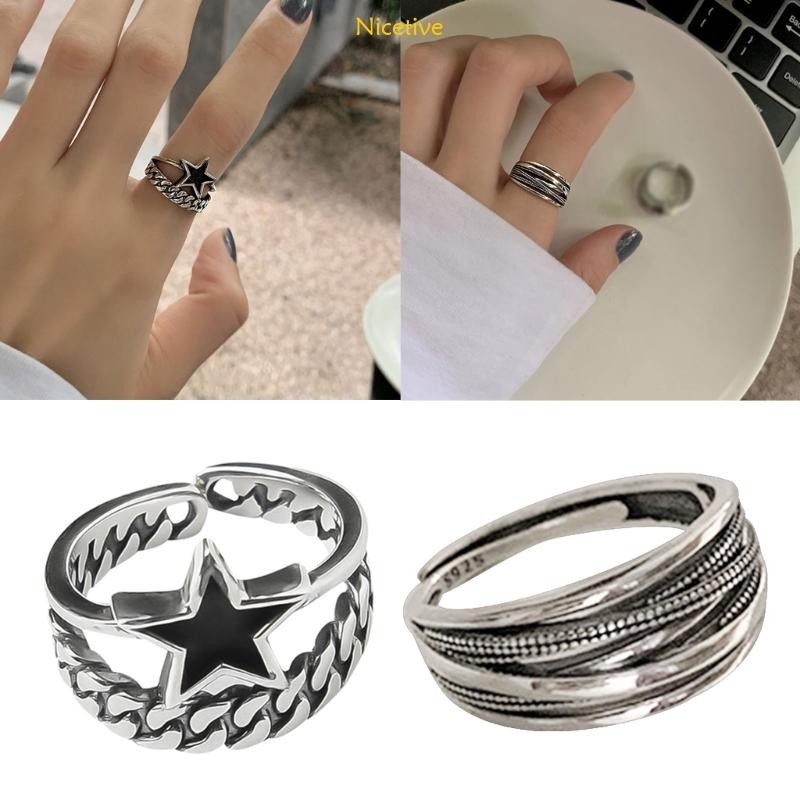 NICE Stars Open Ring Vintage Multitiered Cross Ring Finger Bands Knuckles Ring | Shopee Malaysia