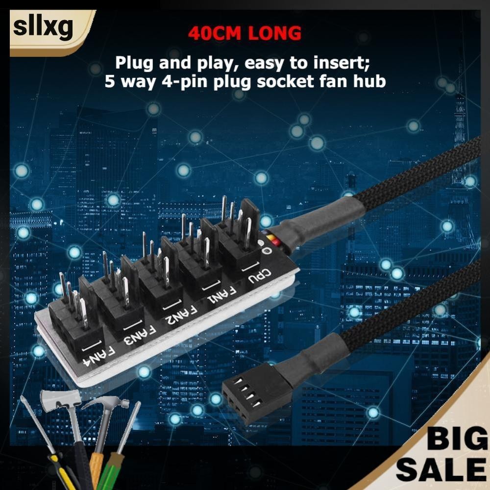 FE# 40cm 4-Pin PWM Fan CPU HUB Splitter 1 to 5 Cooler Adapter for PC ...