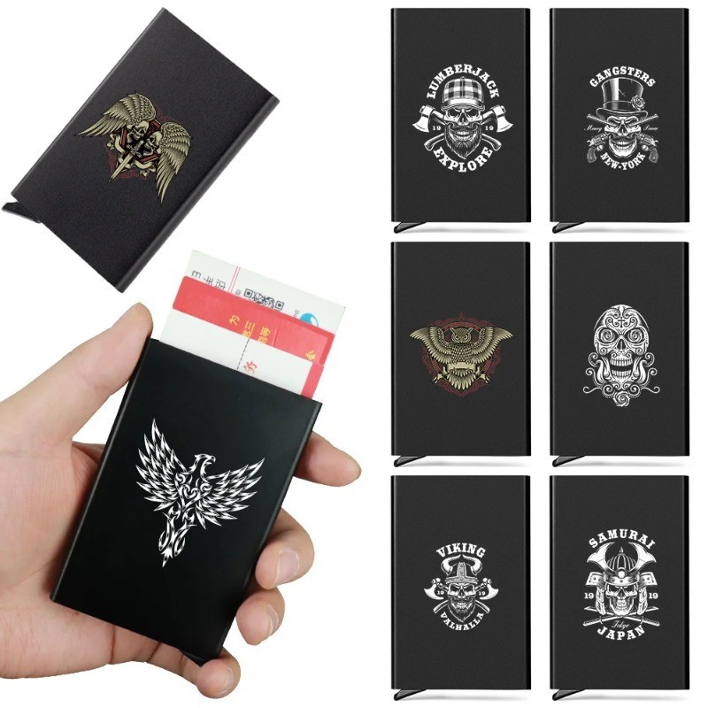 Aluminium Anti Rfid Card Holder NFC Blocking Reader Skull Pattern ...