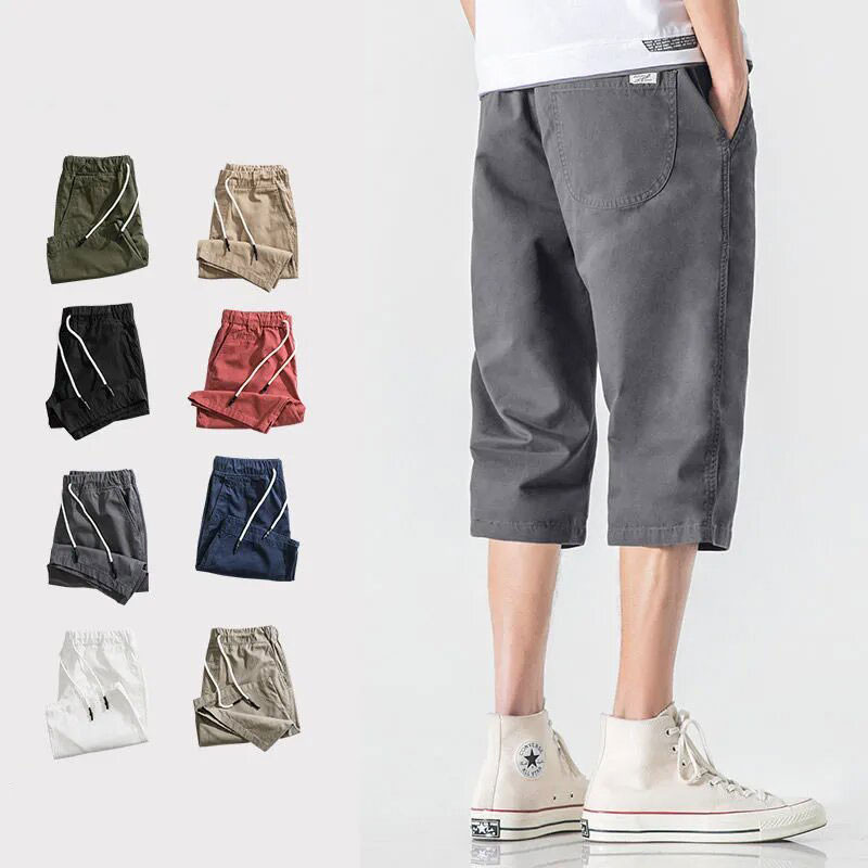 Casual 3 Quarter Pants Men Handsome Three Quarter Pants Plain Shorts ...