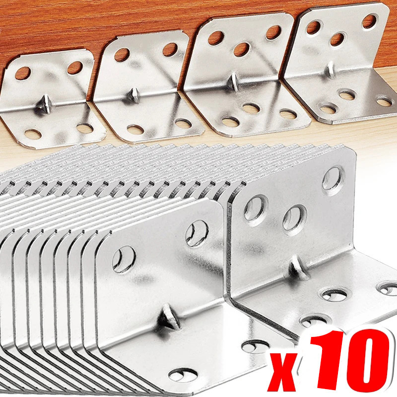 10Pcs Stainless Steel L-Shaped Corner Code Bracket - For Closet ...