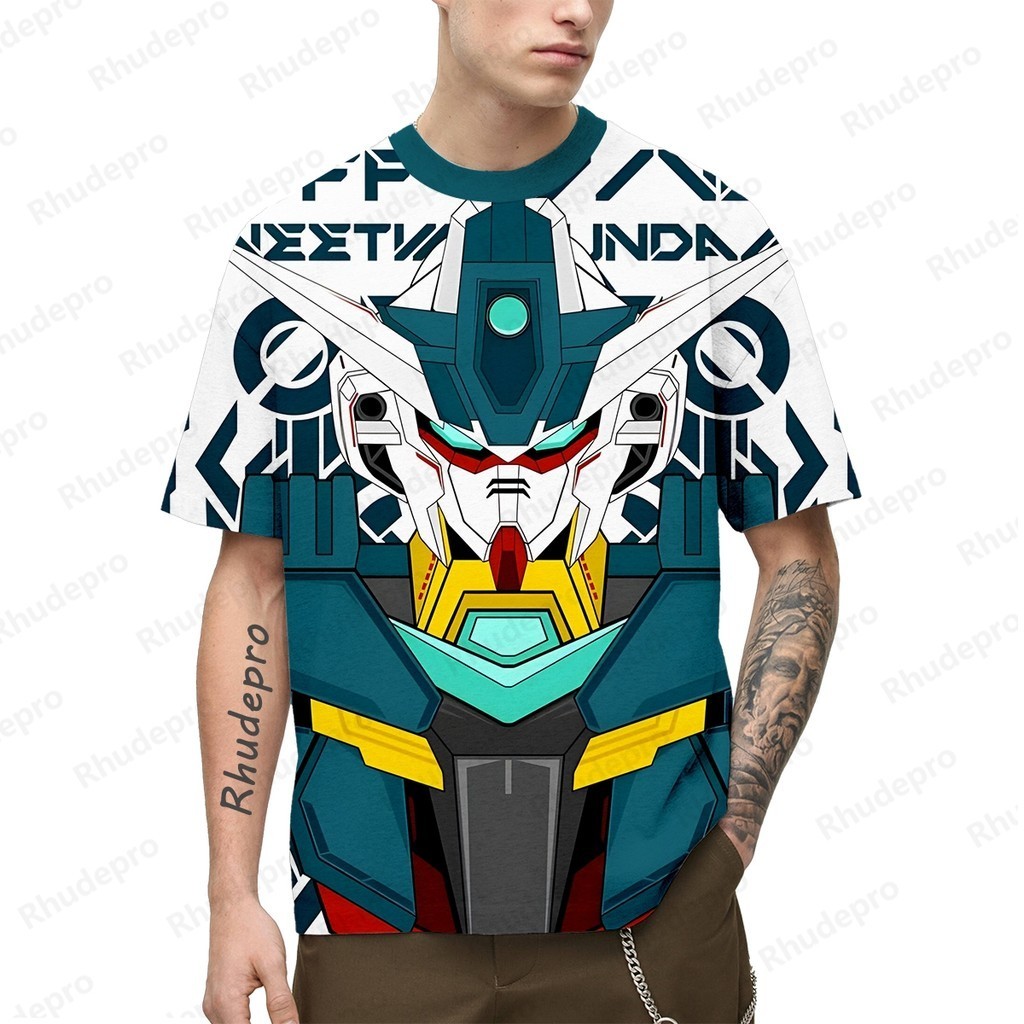 Harajuku Style T-shirt Short Sleeve Gundam Model Streetwear 2024 ...