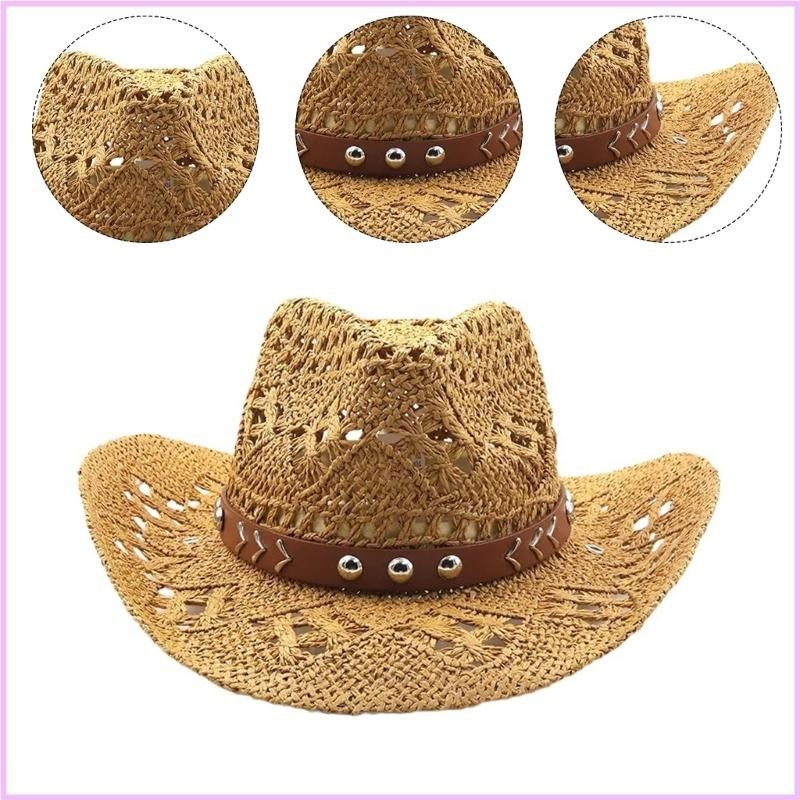 HIK Braided Straw Hat Cowgirl Hat Cowboy Hat Disco Hat for Actor ...
