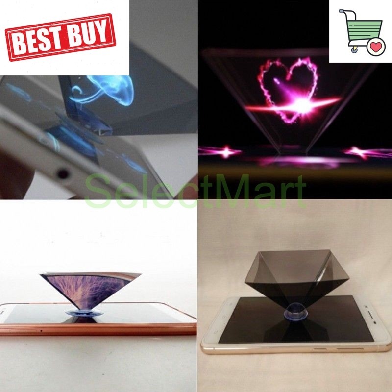 SM -Smart Phone 3D Holographic Hologram Display Pyramid Projector Video ...