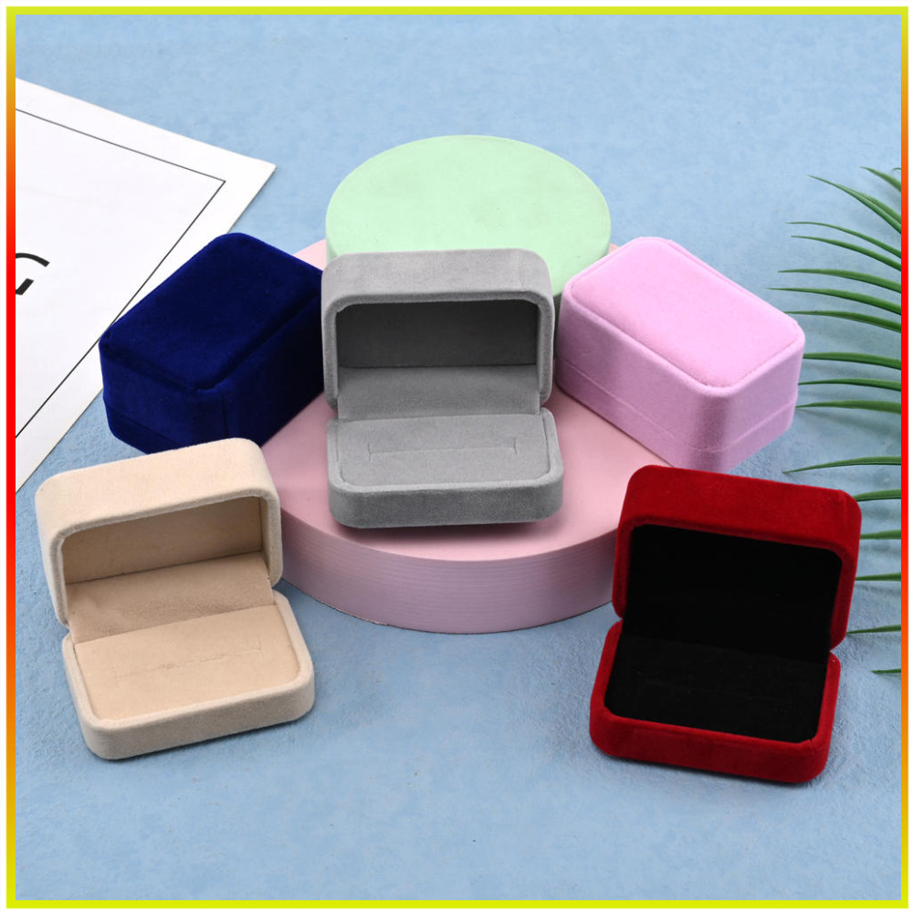 Velvet Couple Double Ring Box Earrings Box Jewelry Case Storage Gift ...
