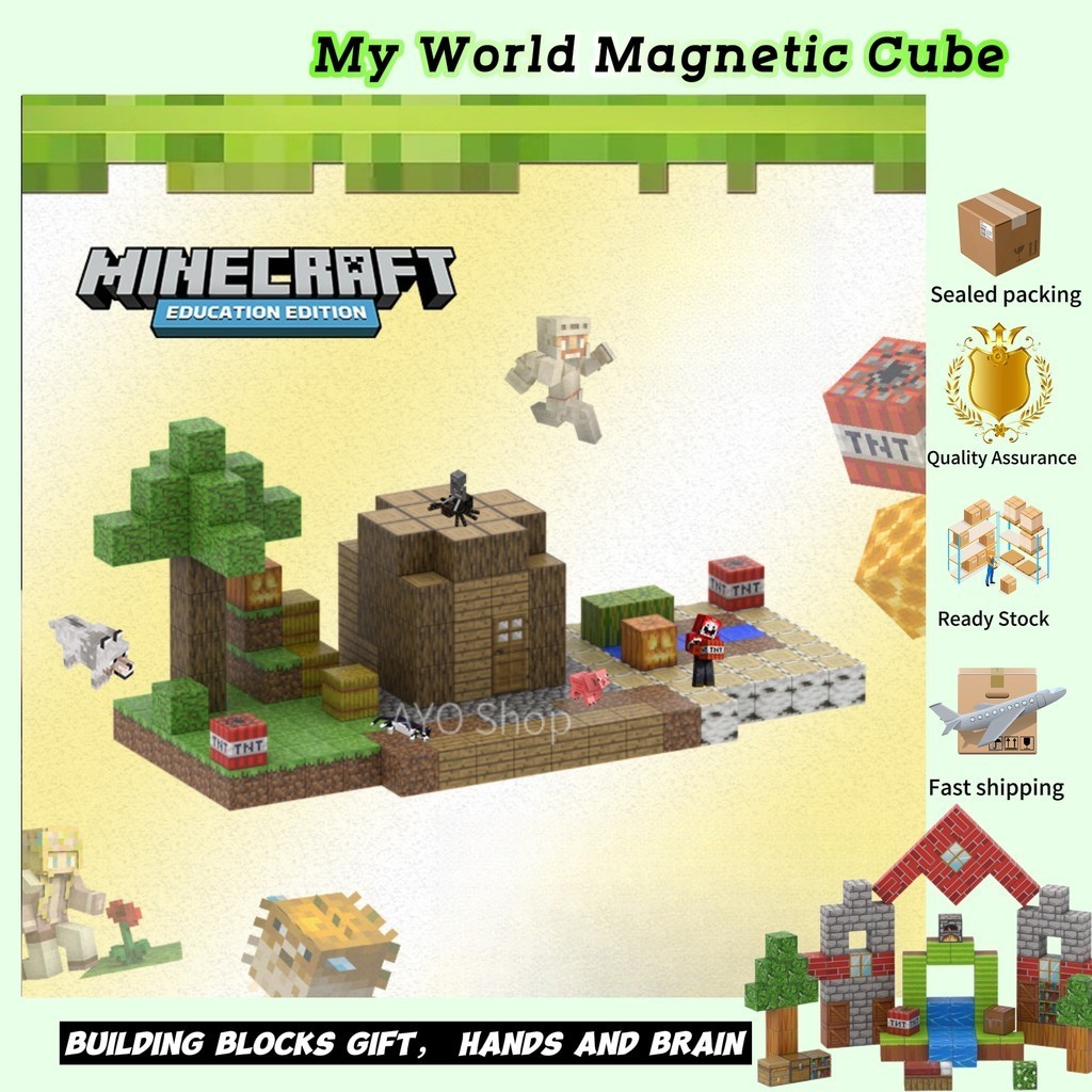 Minecraft my world magnetic cube building blocks DIY peripheral magnet ...