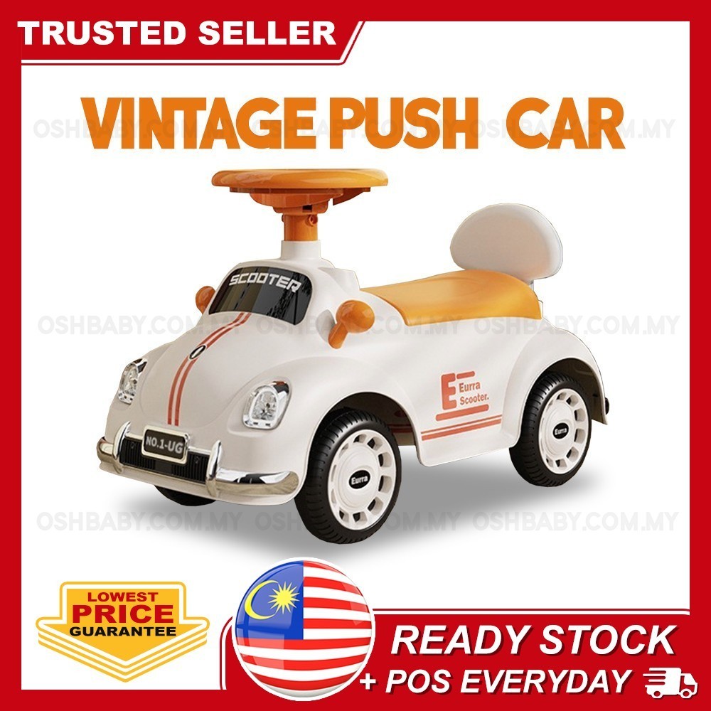 VINTAGE PUSH CAR Kids Baby Car Ride On Retro Race Car Push | Shopee ...